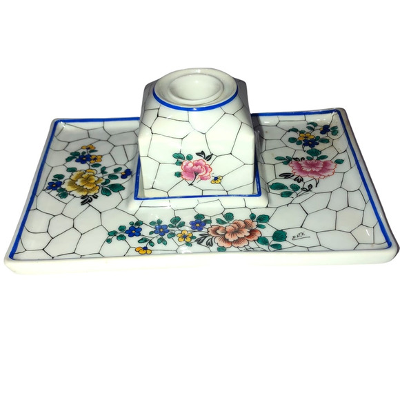 Limoges | Accents | Vintage French Porcelain Limoges Inkwell Tray Set ...